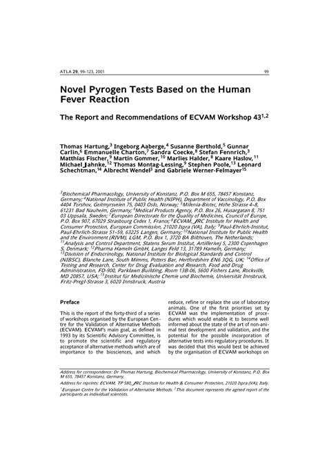 Pdf Novel Pyrogen Tests Based On The Human Fever Reaction