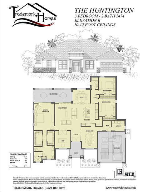 Huntington Model Home Floor Plan Trademark Homes Citrus County Pine Ridge Citrus Hills