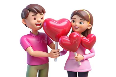A Couple Sharing Heart Shaped Lollipops In A Vibrant 3d Valentine S Candy Store Filled With