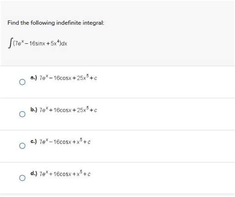 Solved Find Indefinite Integrals Of Exponential Chegg