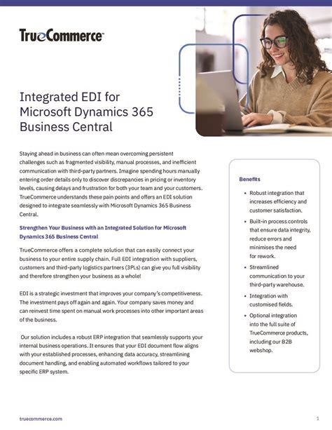 Datasheet Edi Integration For Dynamics 365 Business Central Truecommerce