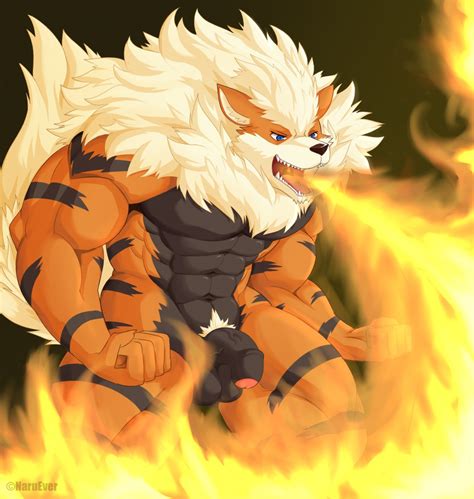 Rule 34 Anthro Arcanine Arm Biceps Blue Eyes Bodybuilder Breath Fire
