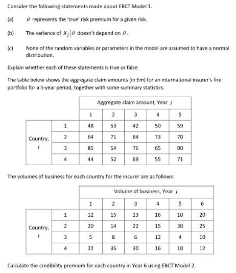 Solved Consider The Following Statements Made About Ebct Model 1 A