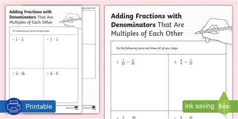 Adding Fractions With Denominators That Are Multiples Of Each Other
