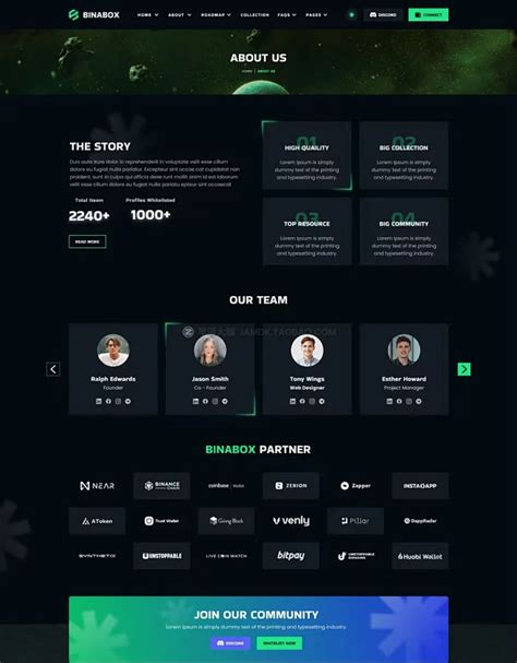 炫酷nft市场加密货币区块链虚拟货币交易网站界面web Ui设计fig模板源文件 Binabox Nft Portfolio