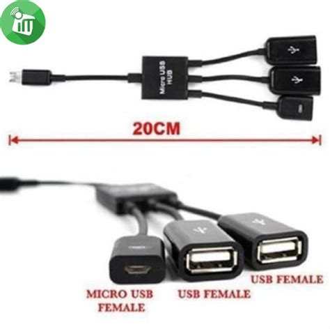 Micro Usb Male To Dual Usb Micro Usb Female Cable Adapter Hub