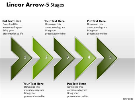 Linear Arrow 5 Stages 51 PowerPoint Slide Presentation Sample Slide PPT Template Presentation