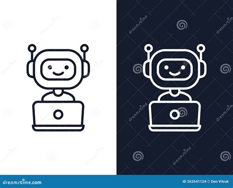 Chatbot Outline Icons Set Chat Bots Online Chat Conversation Vector