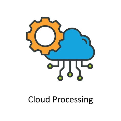 Cloud Processing Vector Fill Outline Icons Simple Stock Illustration