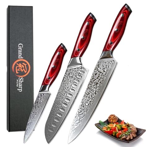 GRANDSHARP японские ножи из дамасской стали наборы 67 слоев vg10 ...
