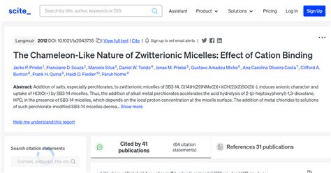 The Chameleon Like Nature Of Zwitterionic Micelles Effect Of Cation Binding