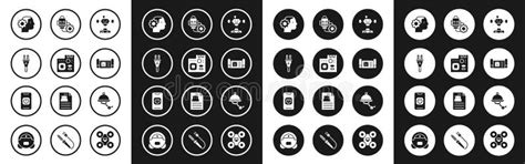 set disassembled robot motherboard digital chip electric plug humanoid robot blueprint