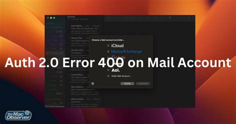 Error Fixed Auth 20 Error 400 On Mail Account