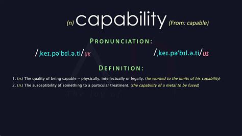 Capability Meaning And Pronunciation Audio Dictionary Youtube