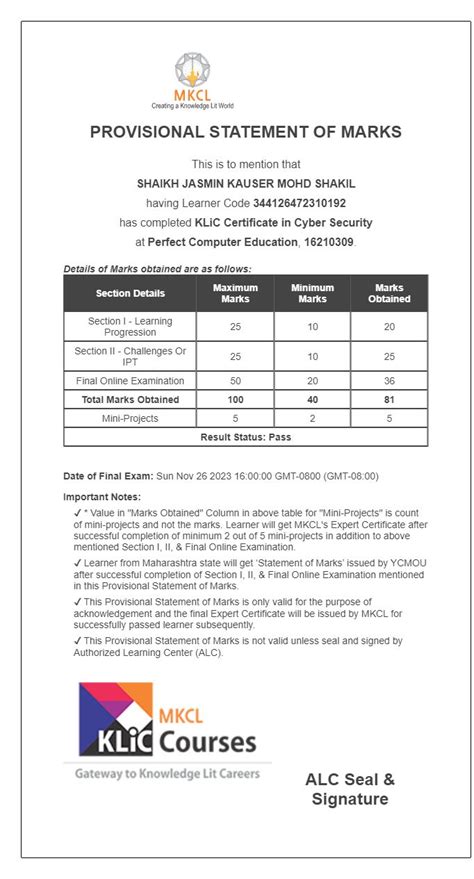er shaikh jasmine kauser on linkedin klic mkcl cybersecurity perfect