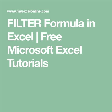 Excel Filter Formula Myexcelonline Microsoft Excel Excel Tutorials