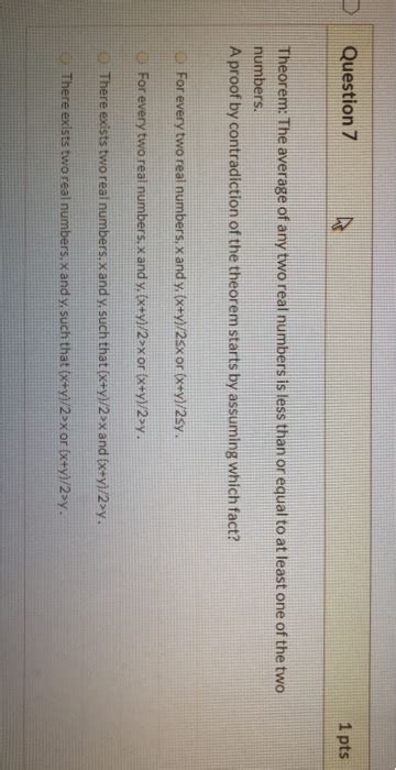 Solved Question Pts Theorem The Average Of Any Two Real Chegg
