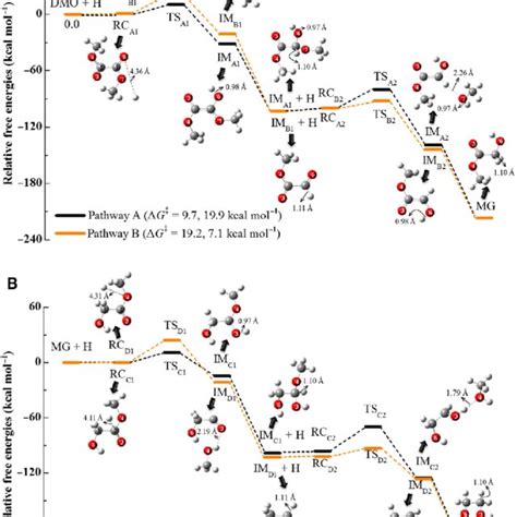 Dft Calculation And Schematic Of Reaction Pathway Pathways A And B And