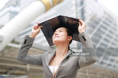 아름 다운 비즈니스 여자 표지 열고 햇볕을 차단 하기 위한 그녀의 머리에 그것을 넣어 가리기에 대한 스톡 사진 및 기타 이미지 가리기 가을 거리 Istock