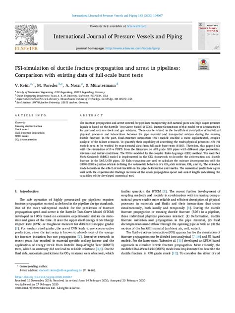 Pdf Fsi Simulation Of Ductile Fracture Propagation And Arrest In