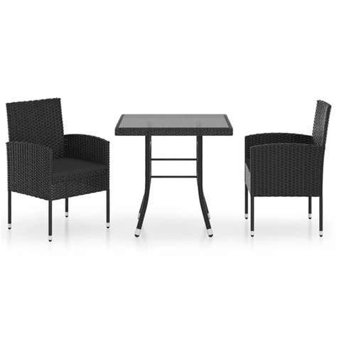 Buy Vidaxl 3 Piece Garden Dining Set Poly Rattan Black Online In Uae
