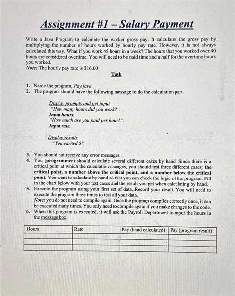 Solved Assignment 1 Salary PaymentWrite A Java Program Chegg