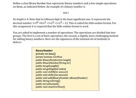 Solved Define A Class Binary Number That Represe Solutioninn