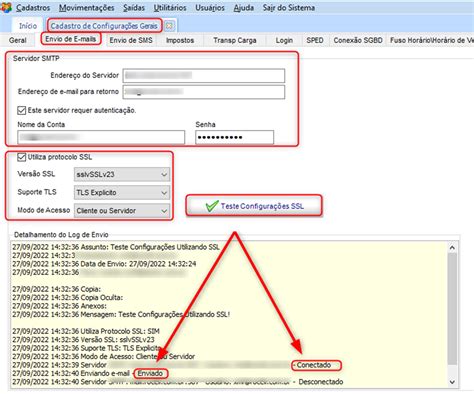 Tms Cadastro De Configurações Gerais Configurar Servidor Smtp Para