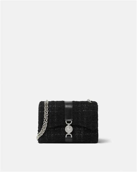 Versace Kleio Tweed Shoulder Bag In Black Lyst Uk