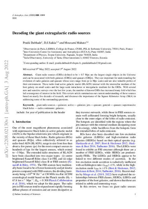 Pdf Decoding The Giant Extragalactic Radio Sources