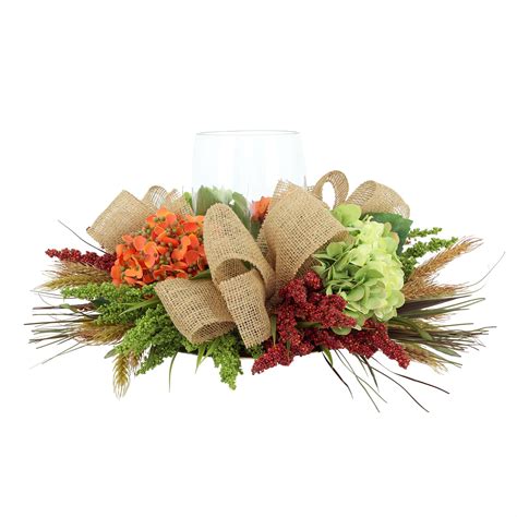 Creative Displays Inc Hydrangea Fall Centerpiece With Candleholder