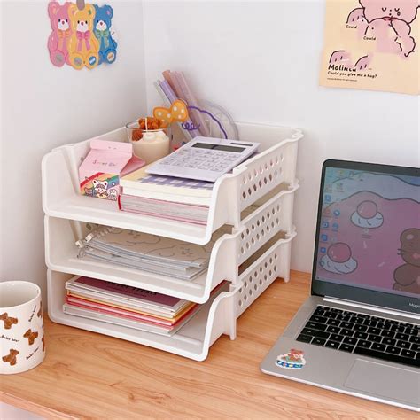 Easyhouse ชั้นวางของ ถาดวางเอกสาร A4 กล่องเก็บเอกสาร วางเรียงซ้อนเป็นชั้นได้ พร้อมส่ง ใส่ A4 ได้