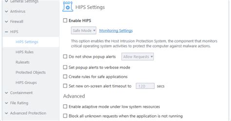 코모도 인터넷 시큐리티 HIPS 설정