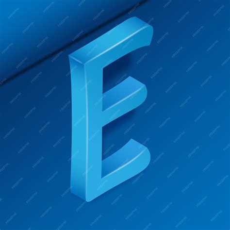 Diseño 3d Realista De La Letra E En Azul Gradiente Tipografía En