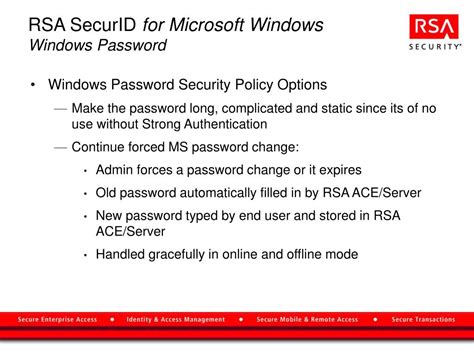 PPT RSA SecurID For Microsoft Windows PowerPoint Presentation ID 181644