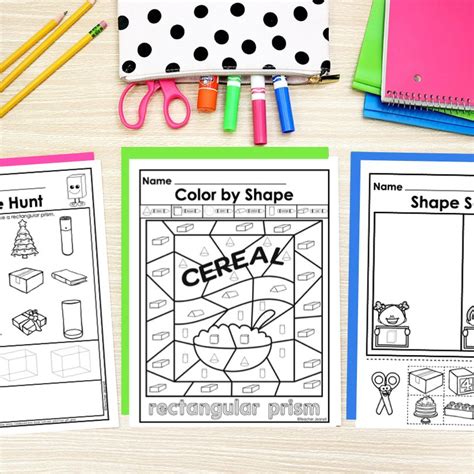 Rectangular Prism Cuboid 3d Shapes Worksheets Shape Recognition Teacher Jeanell