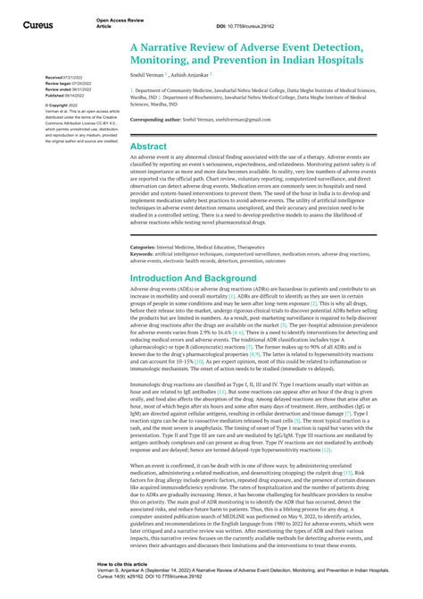 Pdf A Narrative Review Of Adverse Event Detection Monitoring And