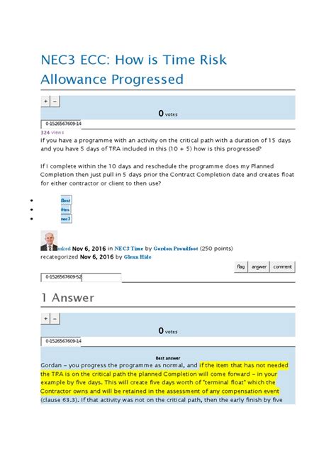 Time Risk Allowance Float Use It On Critical Path Accumulates Pdf Business