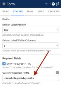Change Required Field Indicators Ws Form