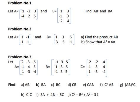 solved problem no 1 and find ab and ba let a 1 2 3 4 25