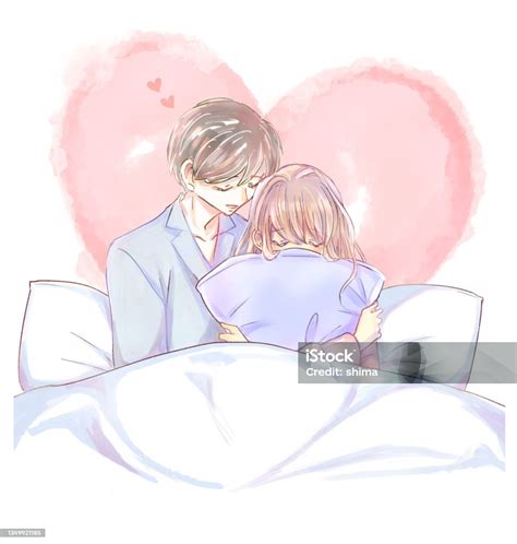 Couple Snuggling Up In Bed Stock Illustration Download Image Now