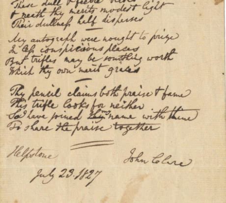 John Clare Weblog Unpublished John Clare Poem Will Sell For Thousands