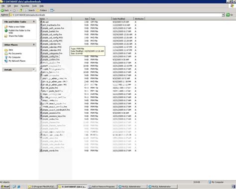 Mysql Database Problem Missing Myi And Myd Files