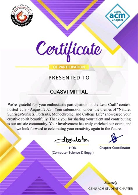 Ojasvi Mittal On Linkedin Photography Gehu Gehuacm Certificate Linkedin