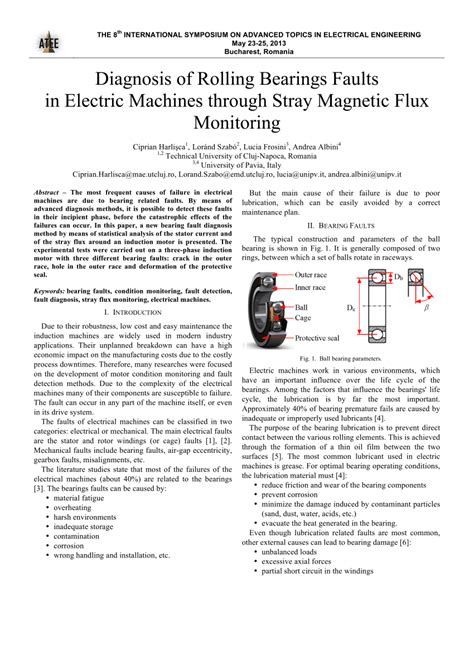 Pdf Diagnosis Of Rolling Bearings Faults In Electric Machines Through
