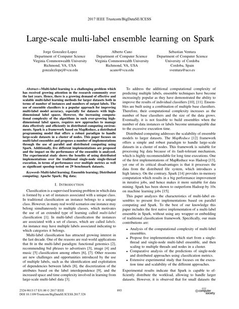 Pdf Large Scale Multi Label Ensemble Learning On Spark