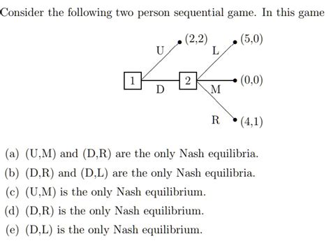 consider the following two person sequential game in this game 2 2