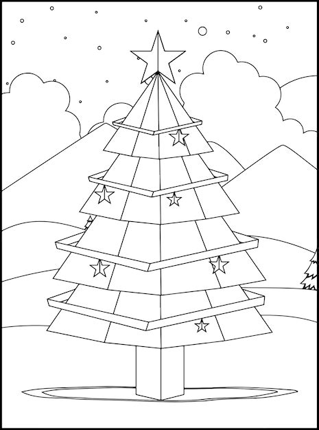 아이들을 위한 크리스마스 색칠 공부 페이지 프리미엄 벡터