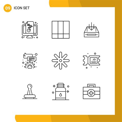 User Interface Pack Of 9 Basic Outlines Of Configure Bubble Lines Parcel Container Editable