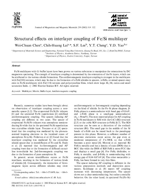 Pdf Structural Effects On Interlayer Coupling Of Fesi Multilayer